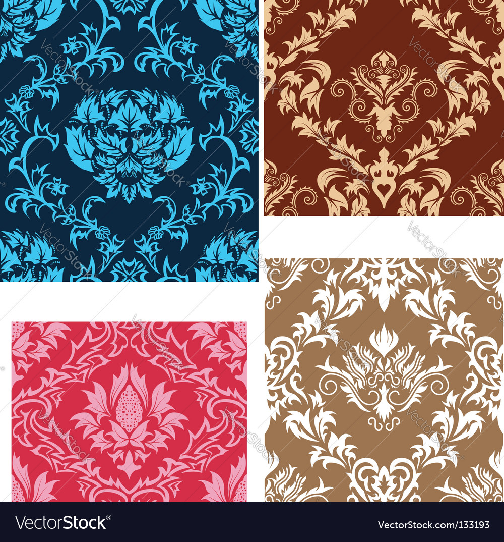 Damask patterns set Royalty Free Vector Image - VectorStock