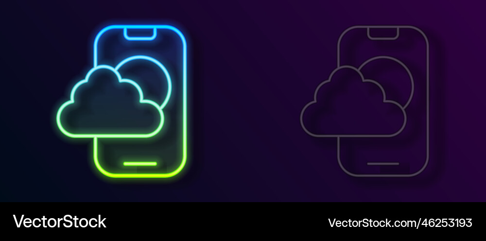 Glowing neon line weather forecast app icon Vector Image