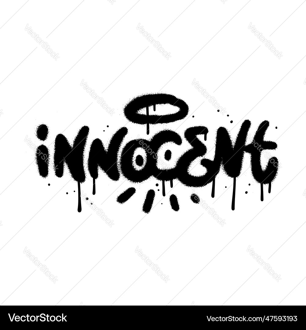 Graffiti spray paint word innocent 90s - 00s Vector Image