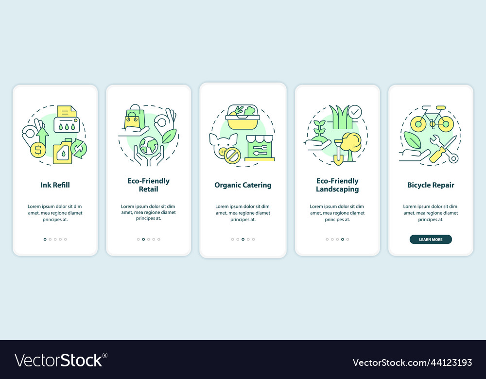 Green Business Ideas Onboarding Mobile App Screen Vector Image
