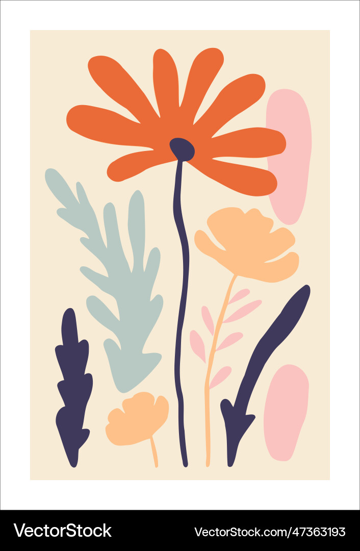 Hand drawn abstract floral with wildflowers Vector Image