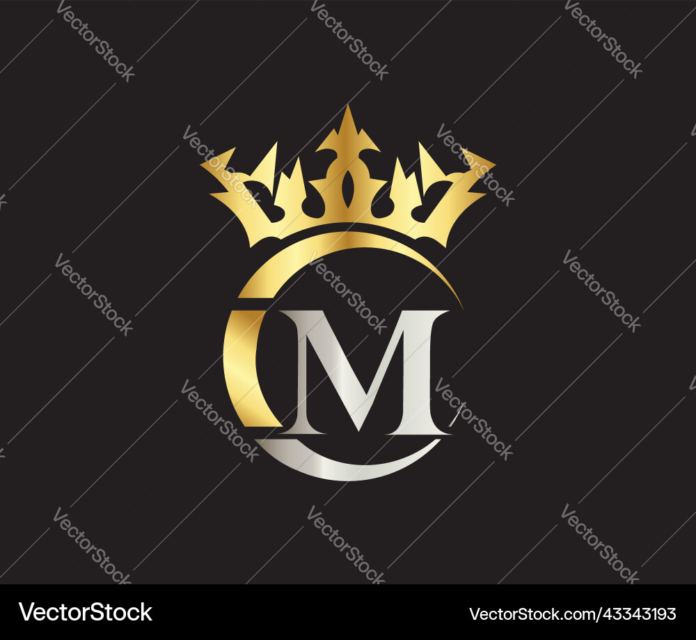 M letter crown luxury kingdom logo Royalty Free Vector Image