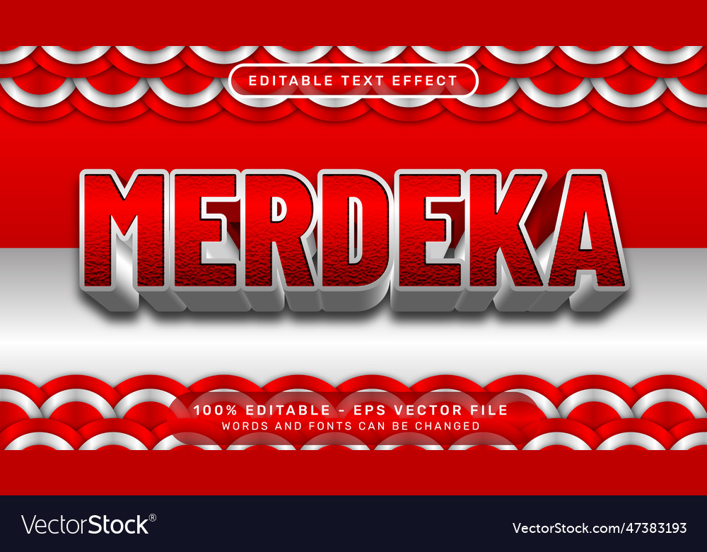 Merdeka editable text effect Royalty Free Vector Image