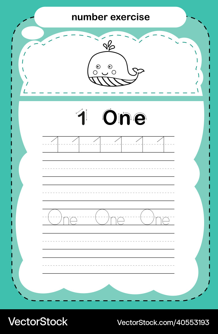 Number exercise with cartoon coloring book Vector Image