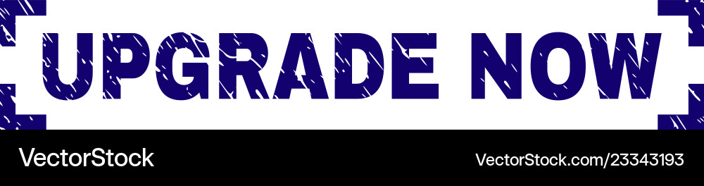 Scratched textured upgrade now stamp seal between Vector Image