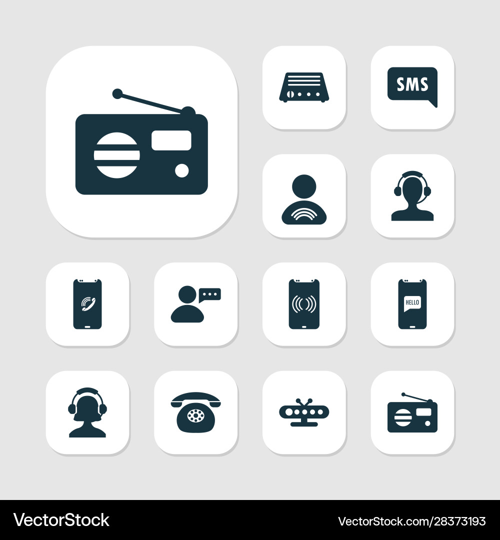Telecommunication icons set with tv box sms Vector Image