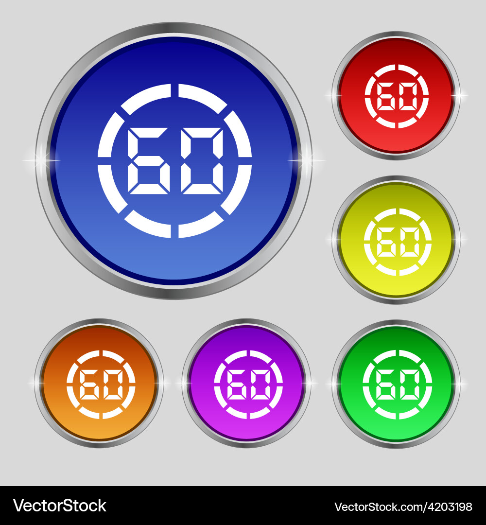 60 second stopwatch icon sign round symbol Vector Image