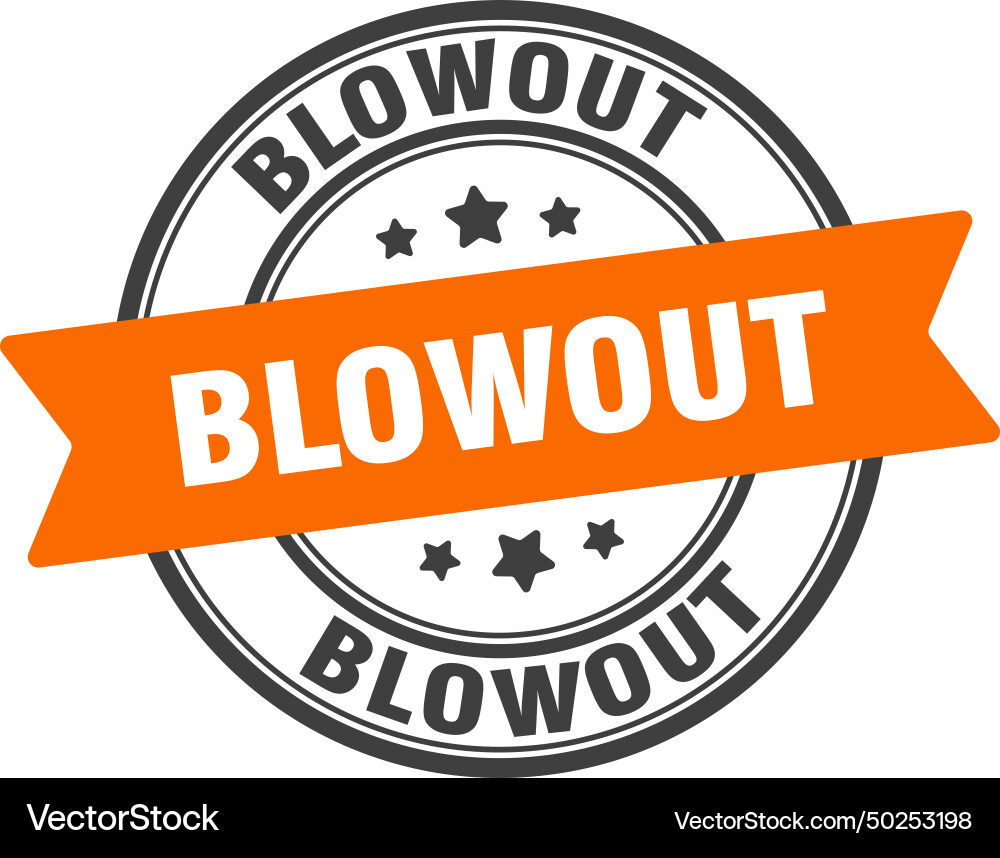 Blowout stamp label on transparent Royalty Free Vector Image