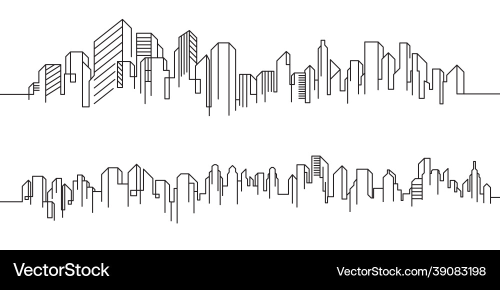 City building line art template Royalty Free Vector Image