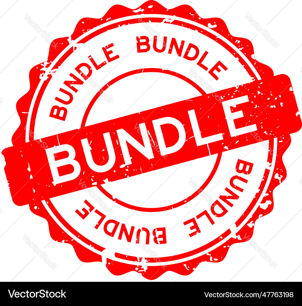Grunge red bundle word round rubber seal stamp Vector Image