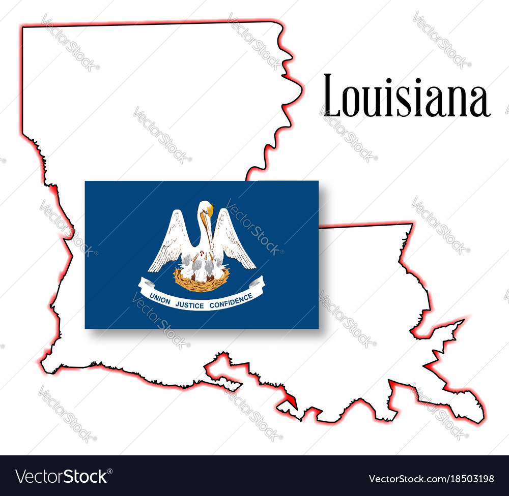 Louisiana state map and flag Royalty Free Vector Image