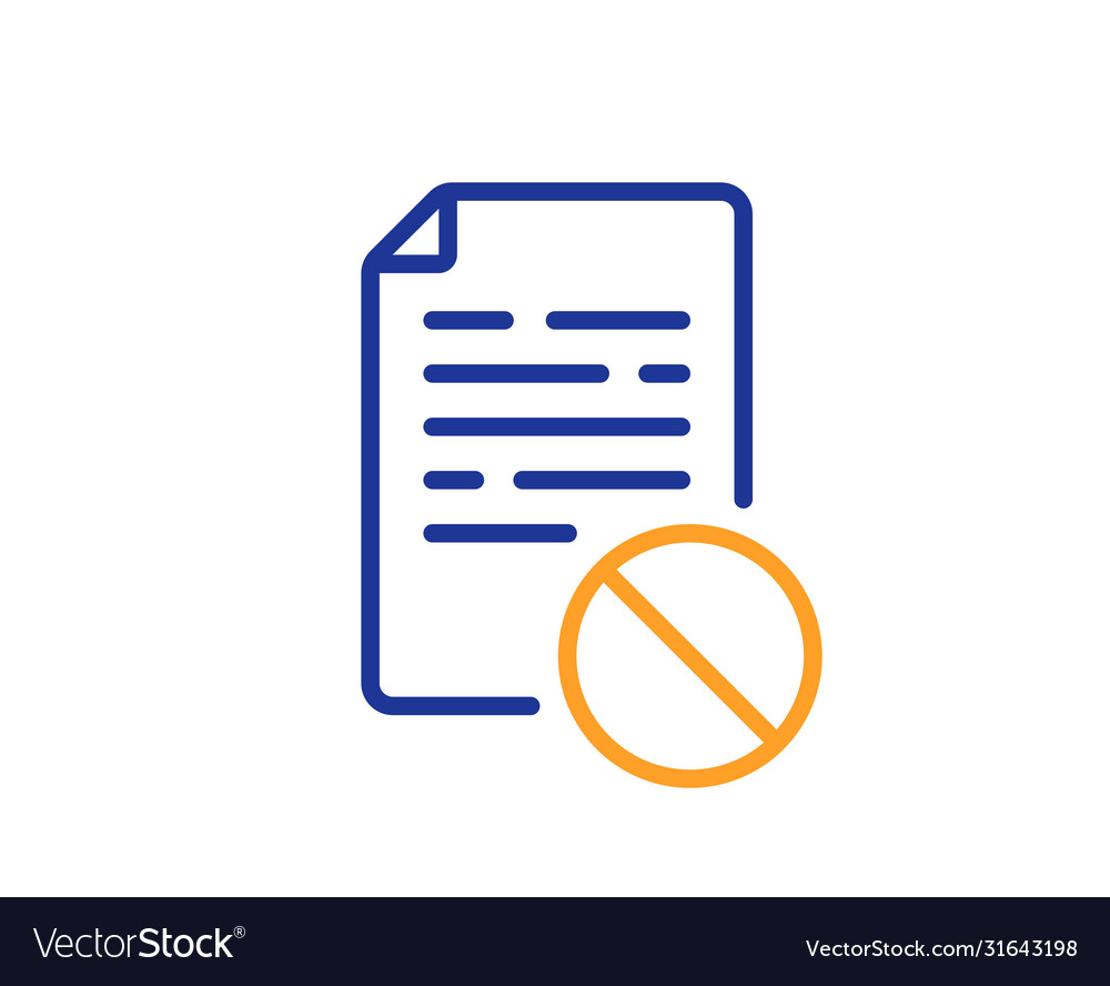 Not allowed document line icon no file sign Vector Image