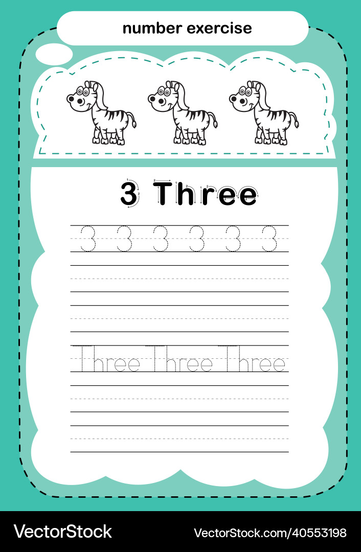Number exercise with cartoon coloring book Vector Image