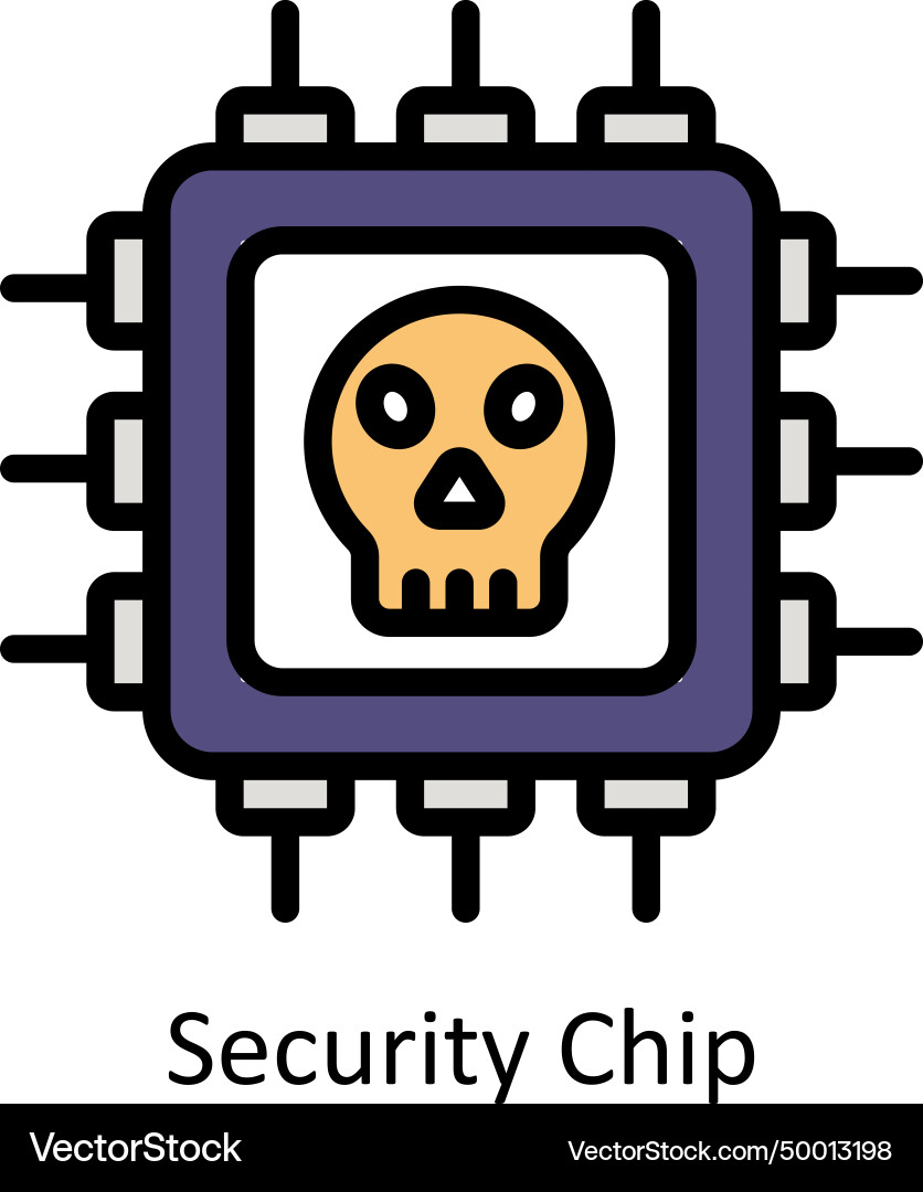 Security chip filled outline icon style ill Vector Image