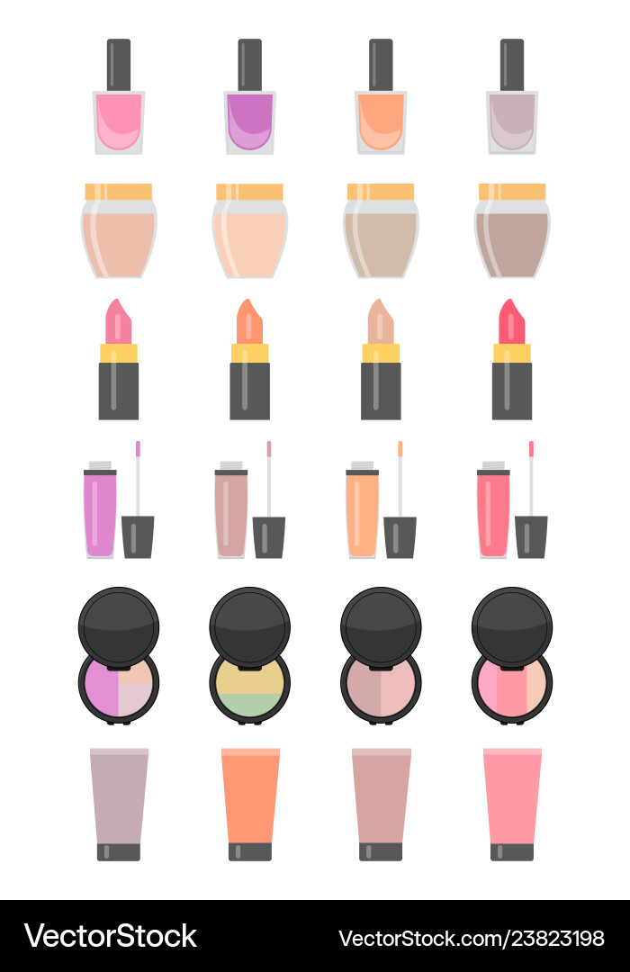Set of twenty four makeup items Royalty Free Vector Image