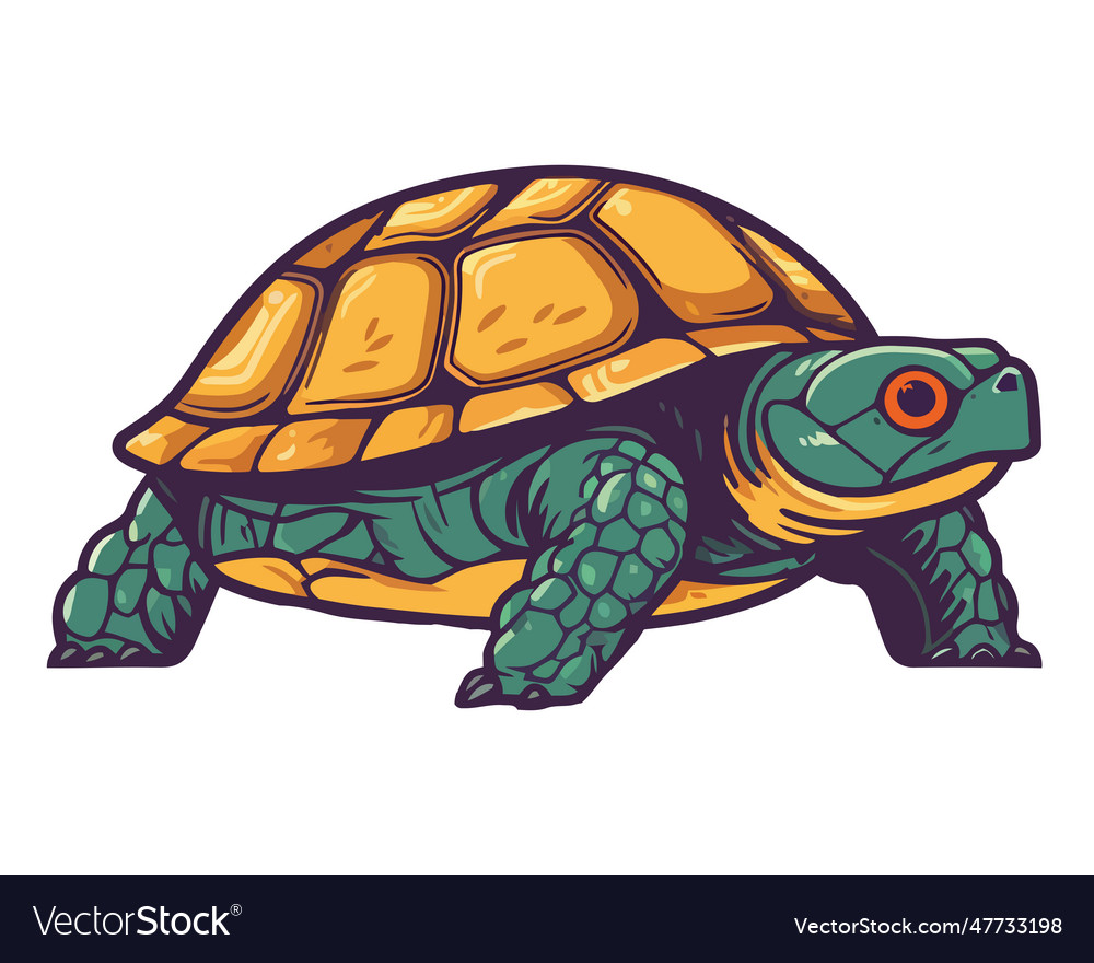 Slow walking turtle with a cute animal shell Vector Image