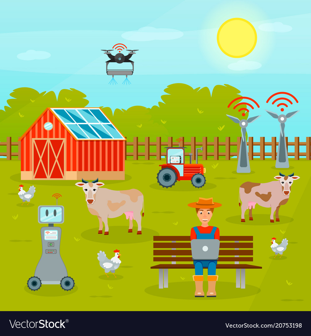 Smart farming flat composition Royalty Free Vector Image
