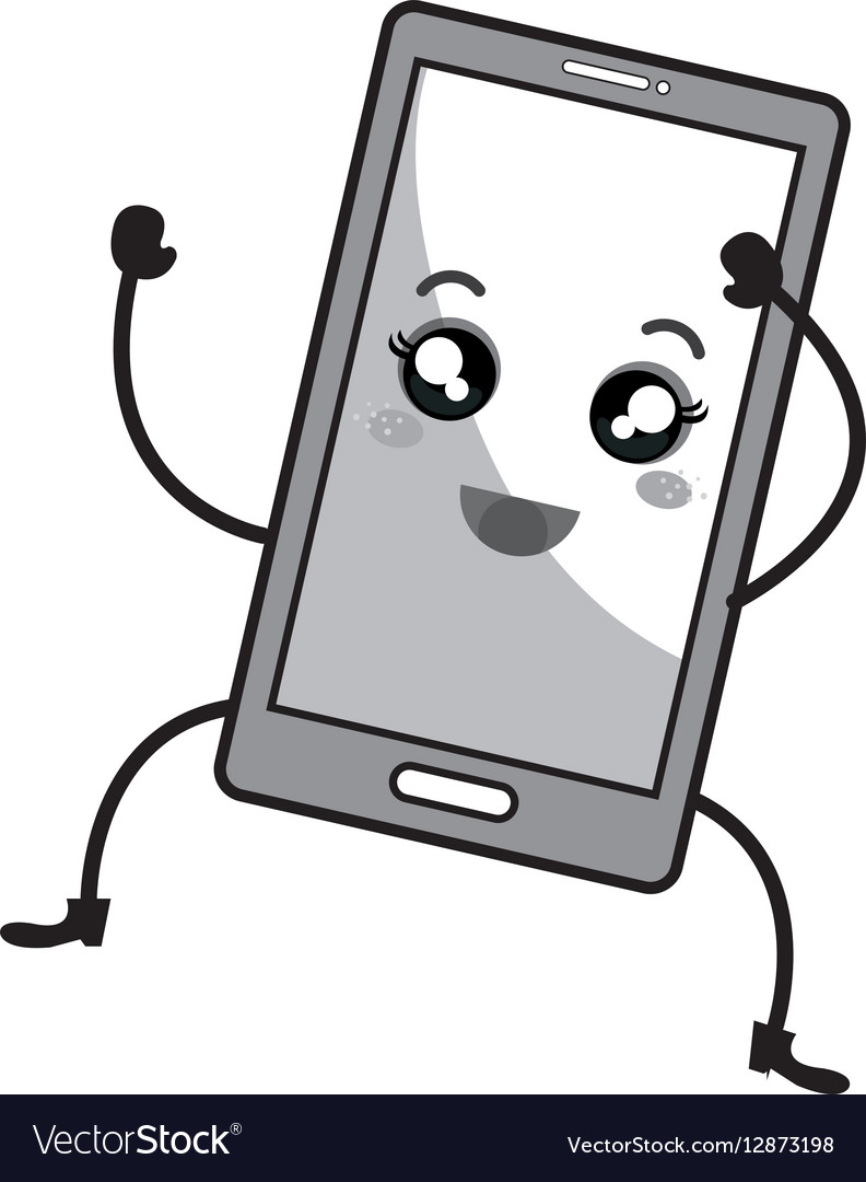 Smartphone device kawaii character Royalty Free Vector Image