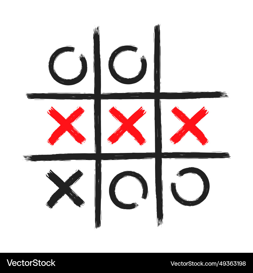 Tic tac toe xo game hand drawn grid doodle Vector Image
