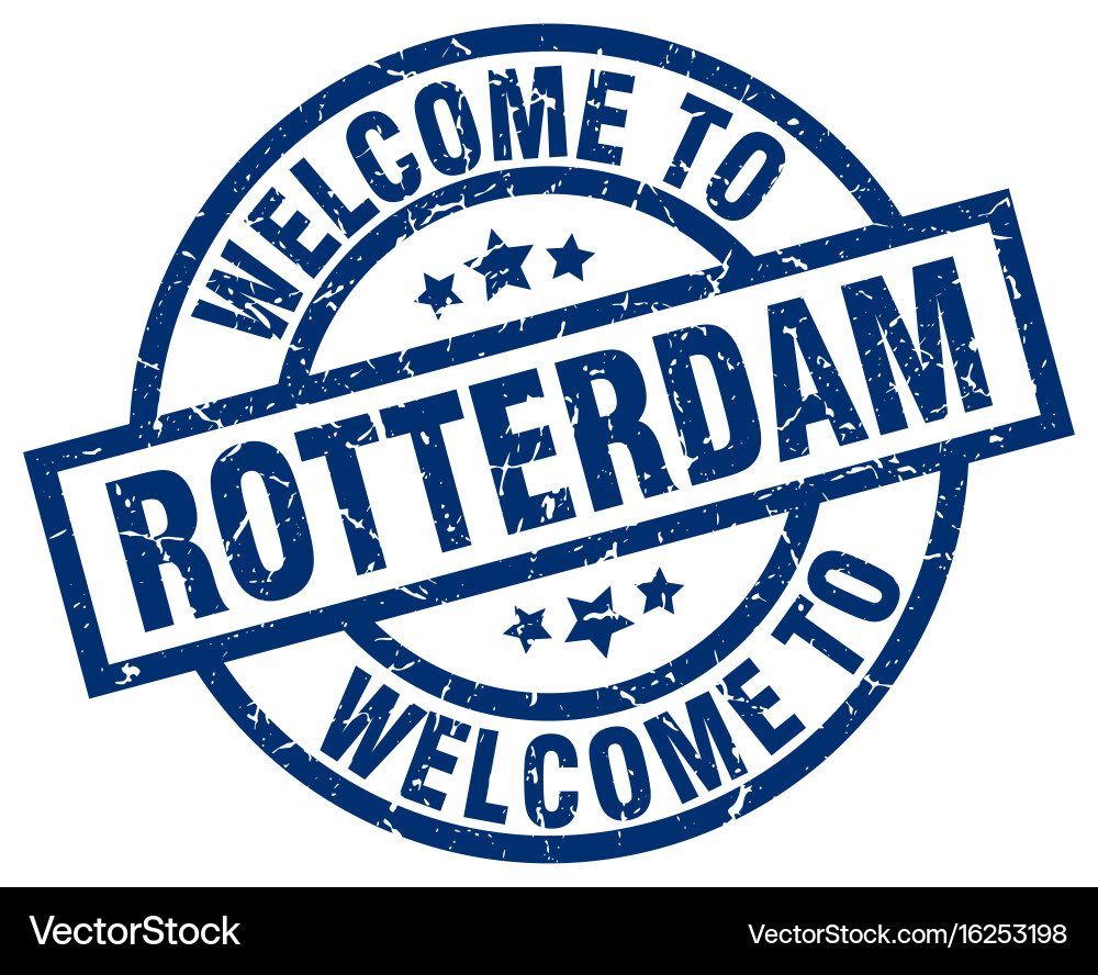 Welcome to rotterdam blue stamp Royalty Free Vector Image