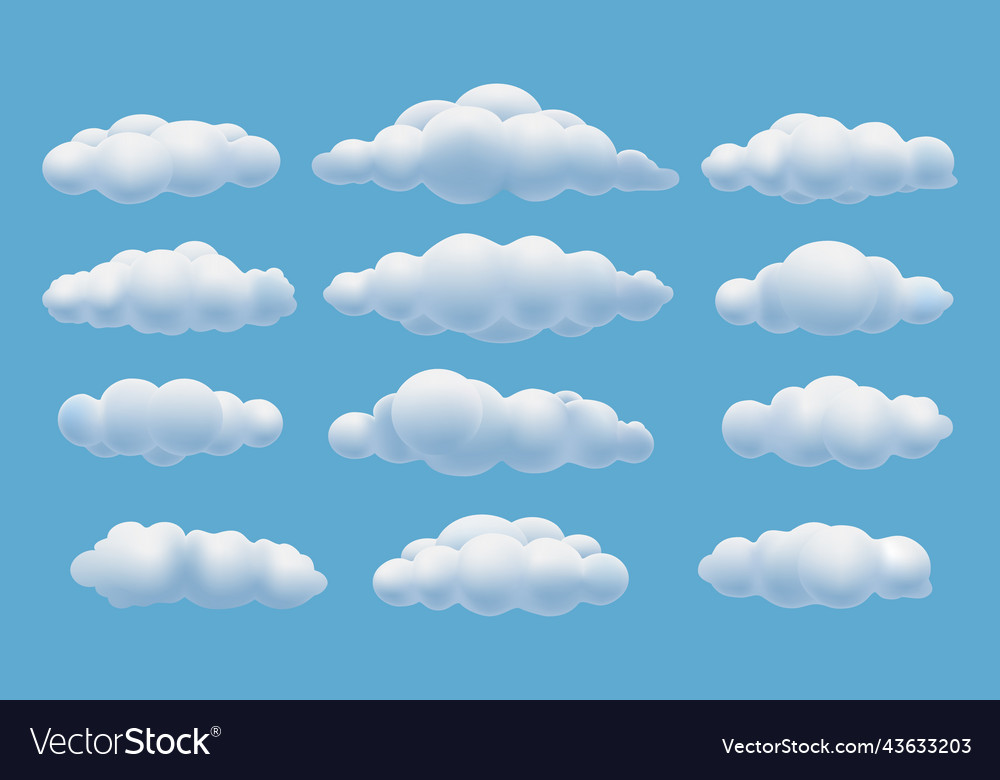 Clouds 3d collection Royalty Free Vector Image
