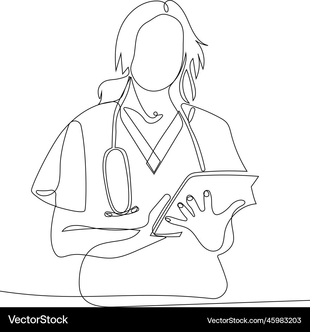 Continuous drawing of one line doctor Royalty Free Vector