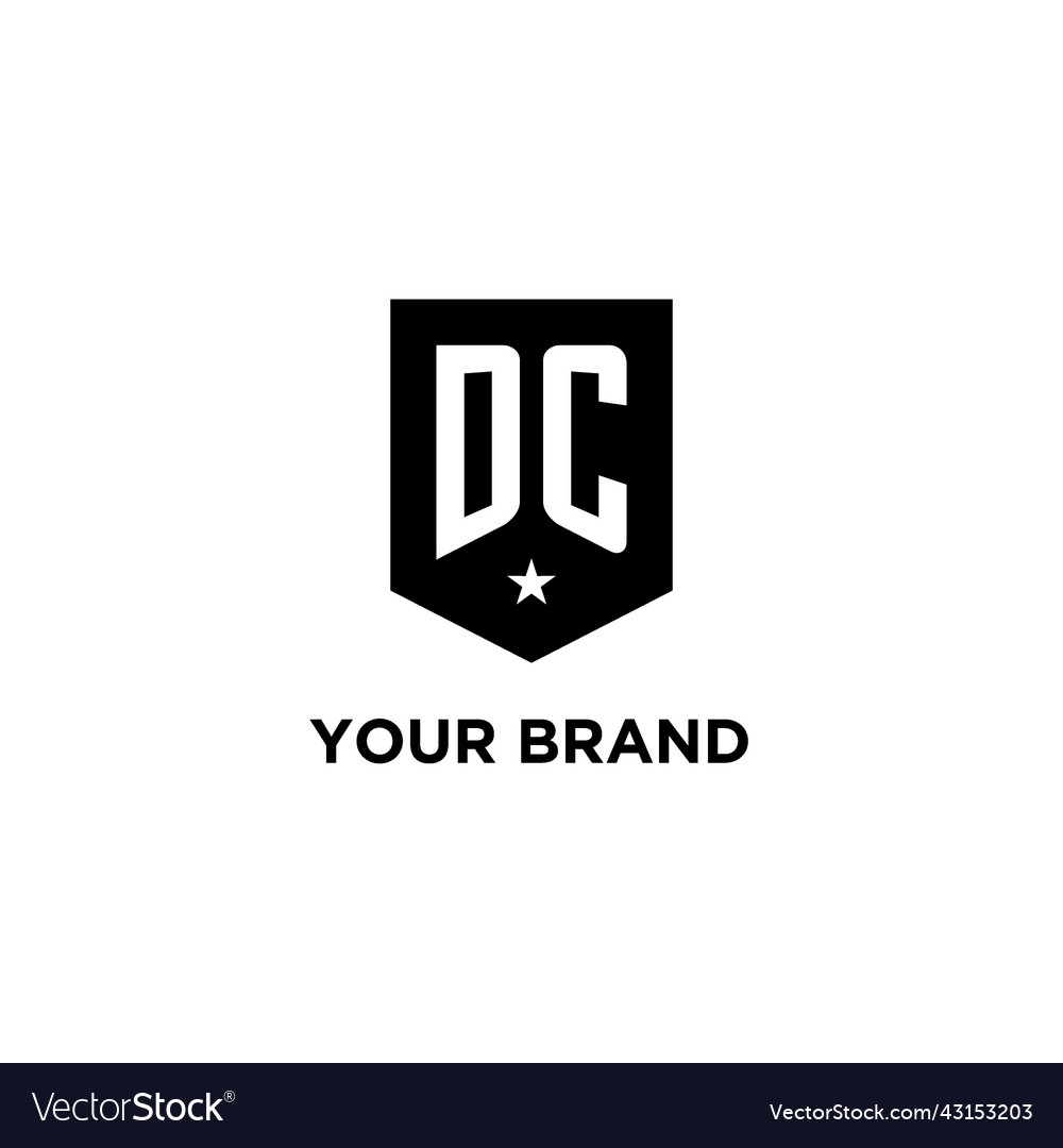 Dc monogram initial logo with geometric shield Vector Image