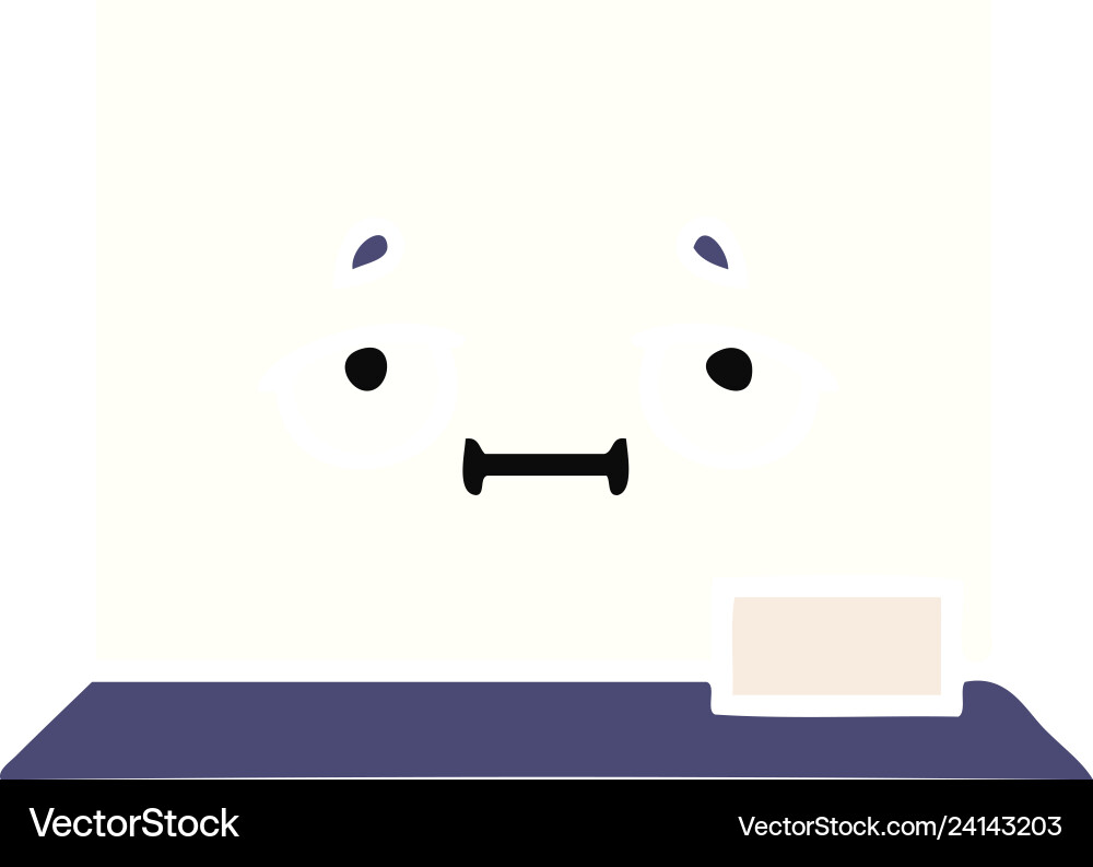 Flat color retro cartoon white board Royalty Free Vector