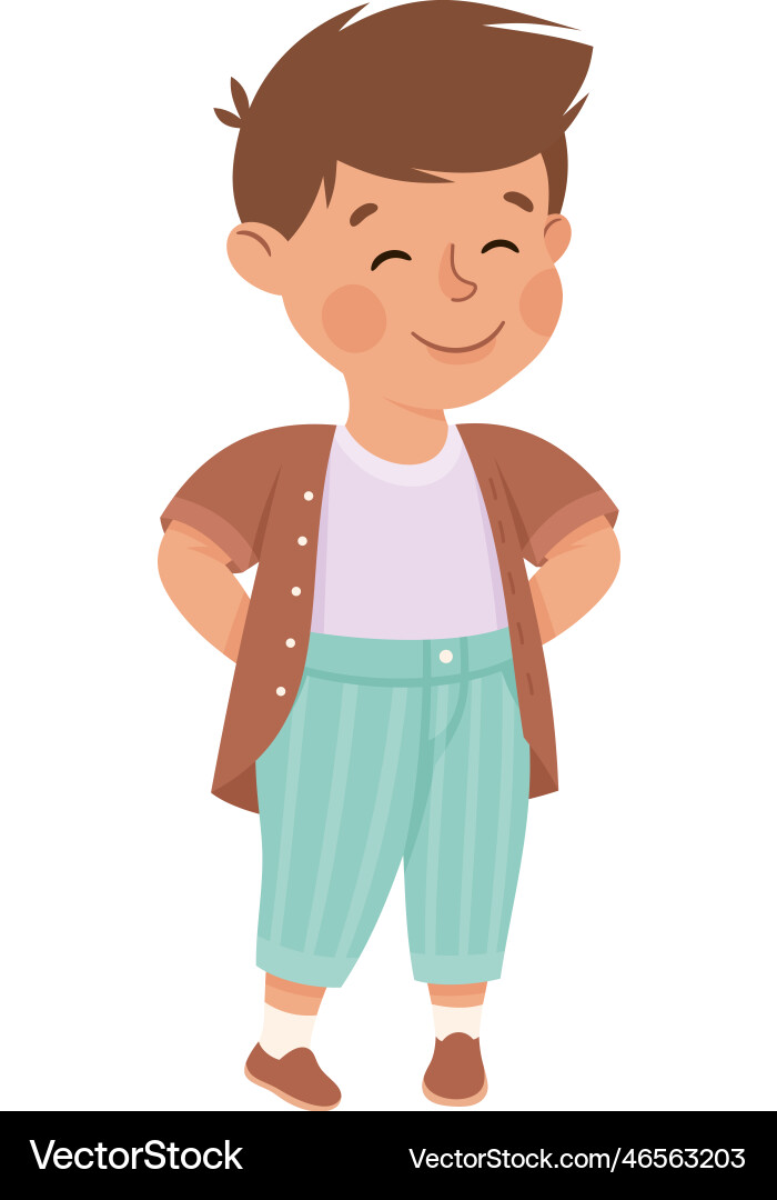 Friendly little boy cheerful cute boy dressed Vector Image