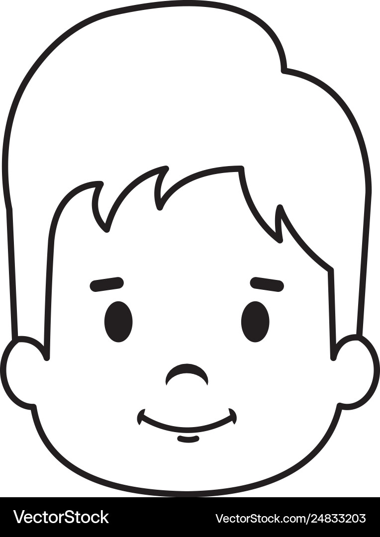Happy little boy head character Royalty Free Vector Image