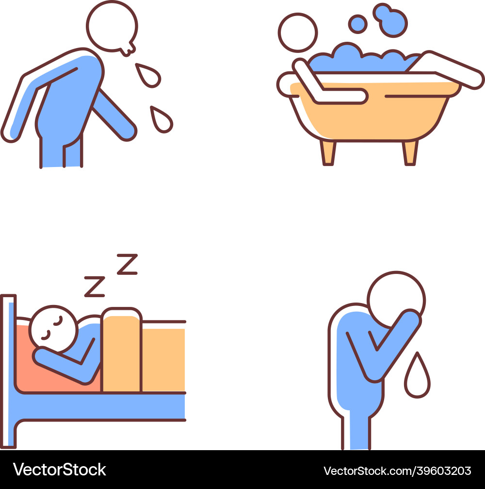 Human actions rgb color icons set Royalty Free Vector Image