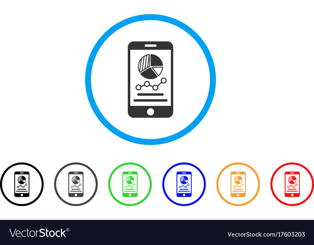 Mobile graphs rounded icon Royalty Free Vector Image