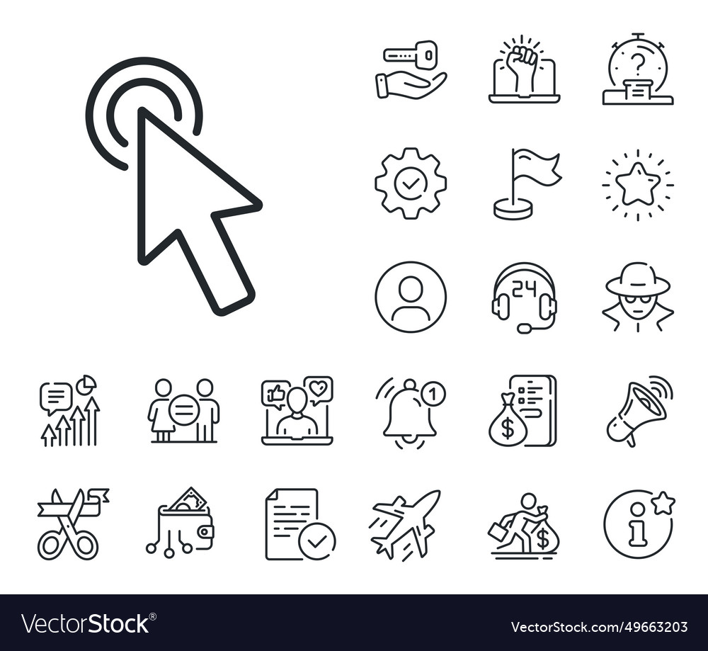 Mouse Cursor Line Icon Click Action Sign Vector Image