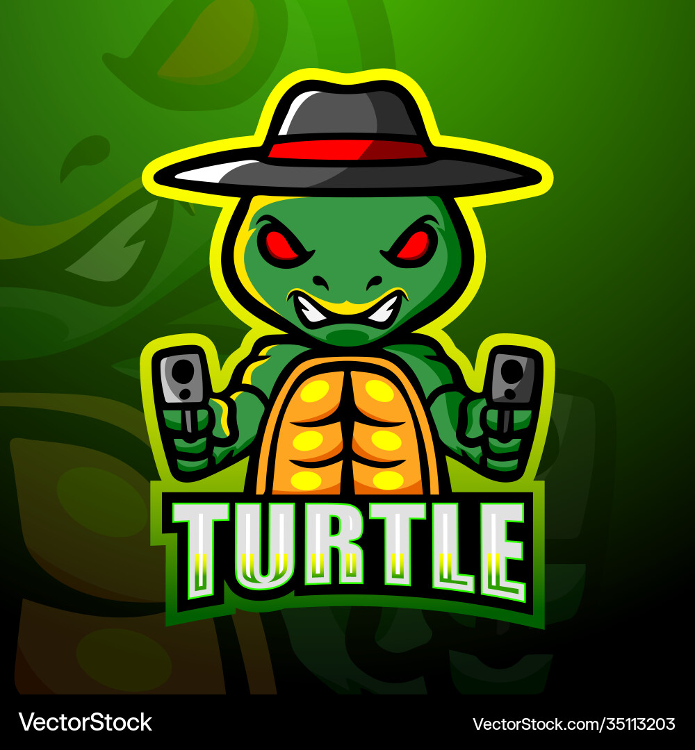 Shooter turtle mascot esport logo design Vector Image