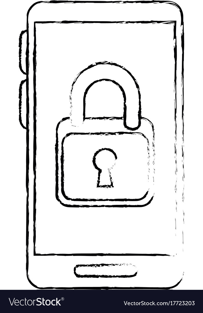 Smartphone device with padlock Royalty Free Vector Image