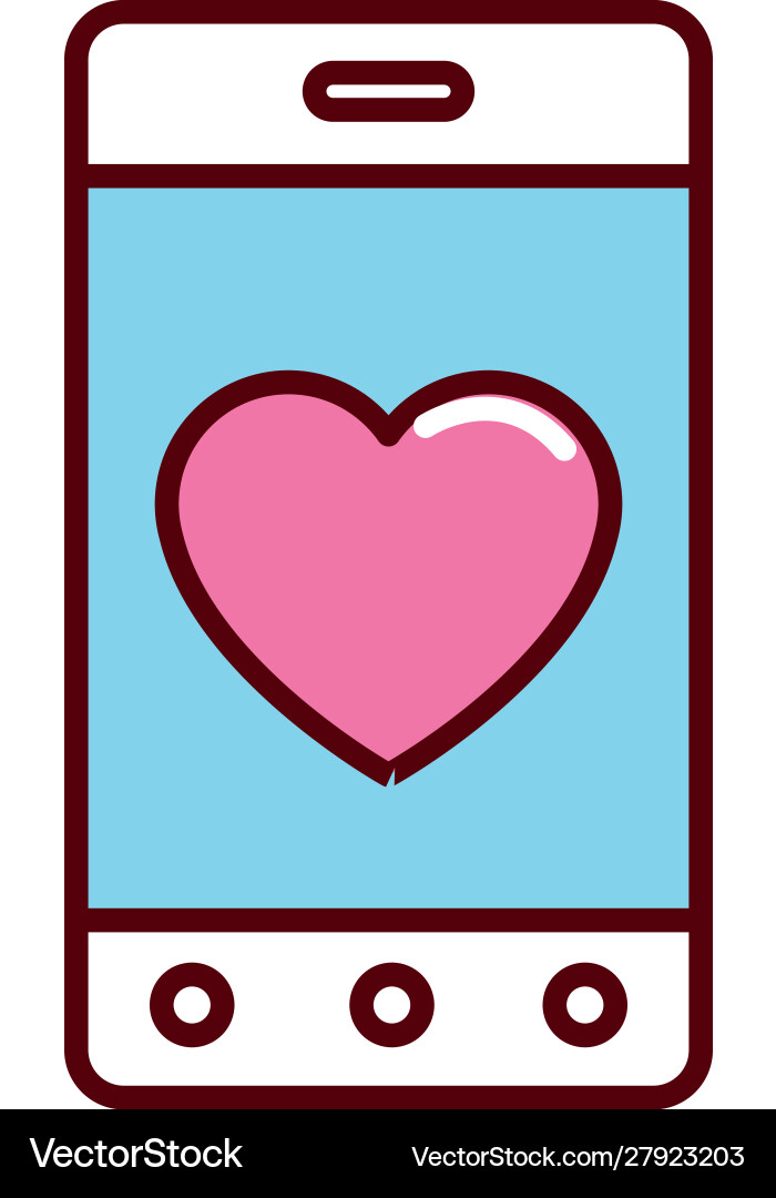 Smartphone heart romantic passion love Royalty Free Vector