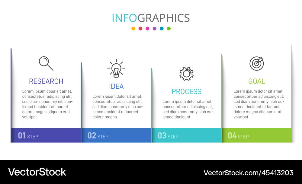 Vertical infographic design with icons and 4 Vector Image