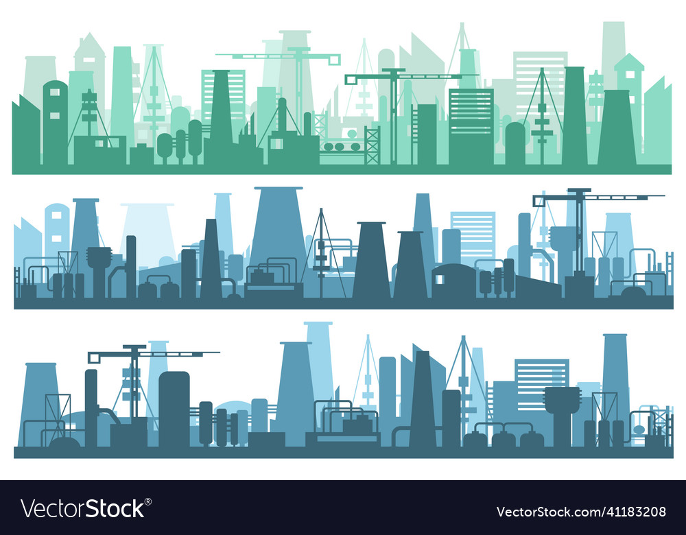 Cartoon flat industrial factory and power plants Vector Image Cartoon flat industrial factory and power plants Vector Image
