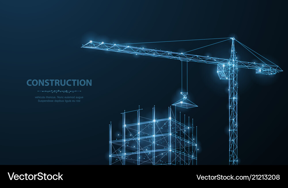 Construction polygonal wireframe building under Vector Image