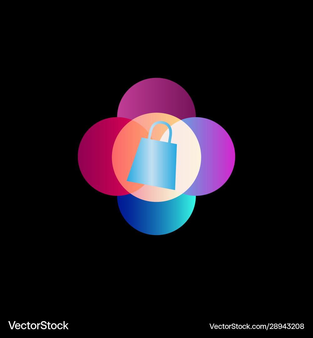 Creative colorful shop bag logo design Royalty Free Vector