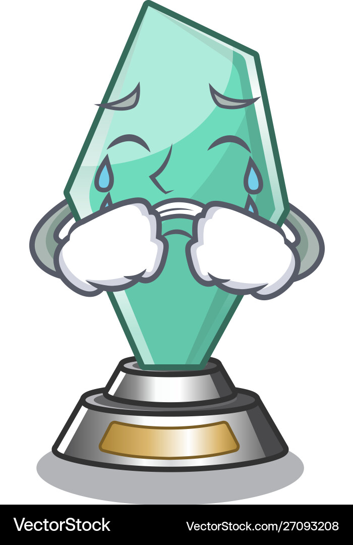 Crying acrylic trophy mascot on a cartoon Vector Image