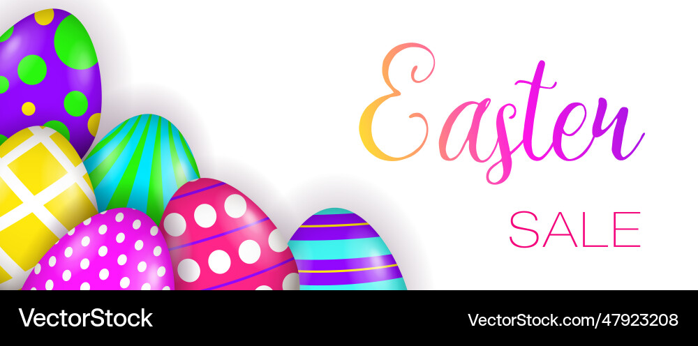 Easter sale lettering and painted eggs Royalty Free Vector