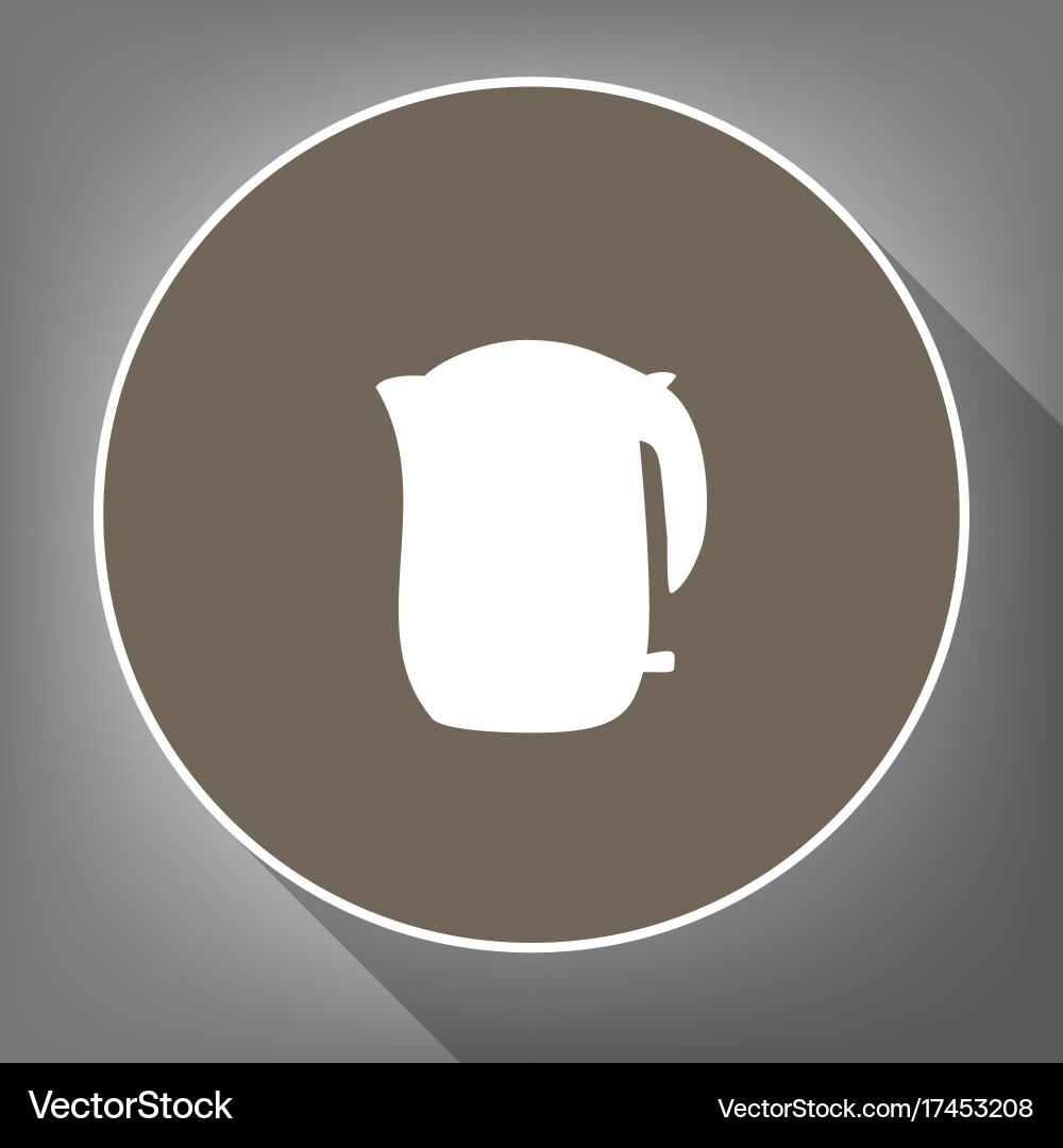 Electric kettle sign white icon on brown Vector Image