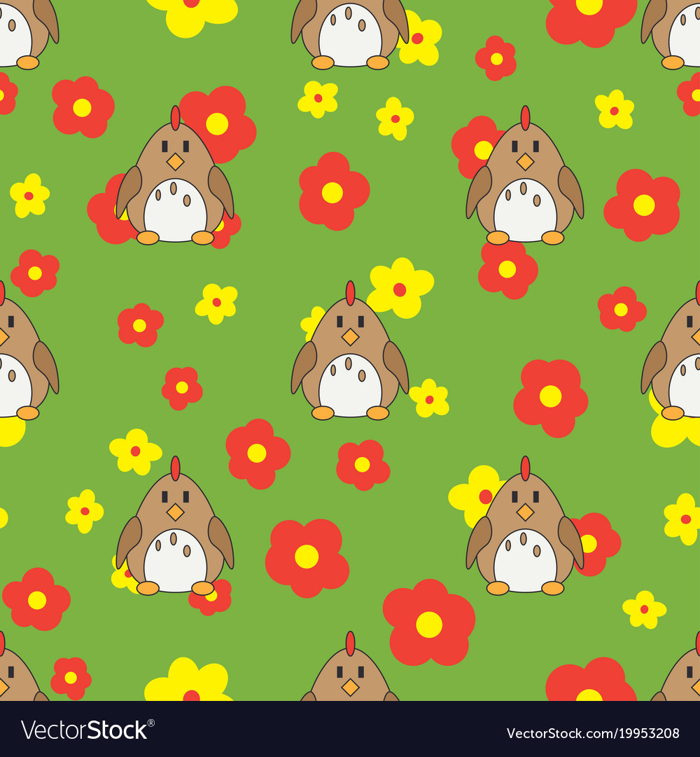 Flat line color seamless pattern cute Royalty Free Vector