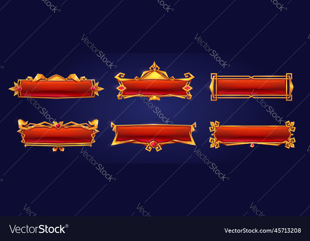 Medieval Red Buttons Ui Game Menu Elements Vector Image