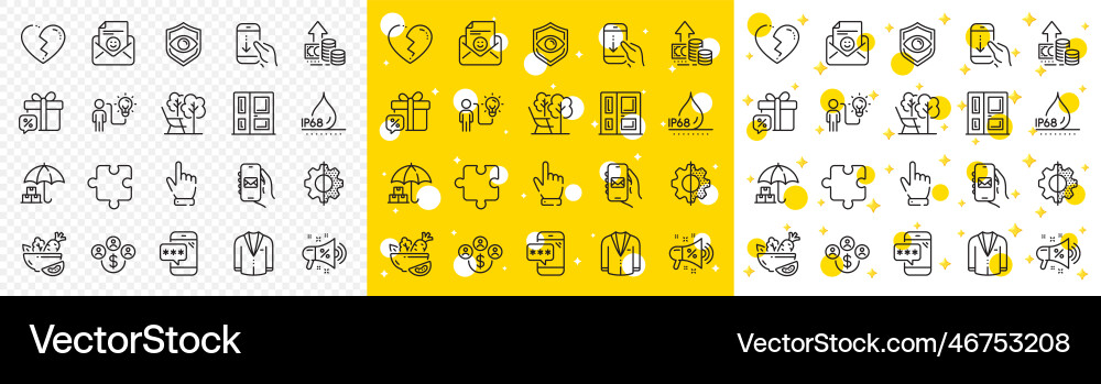 Outline phone password eye detect and business Vector Image