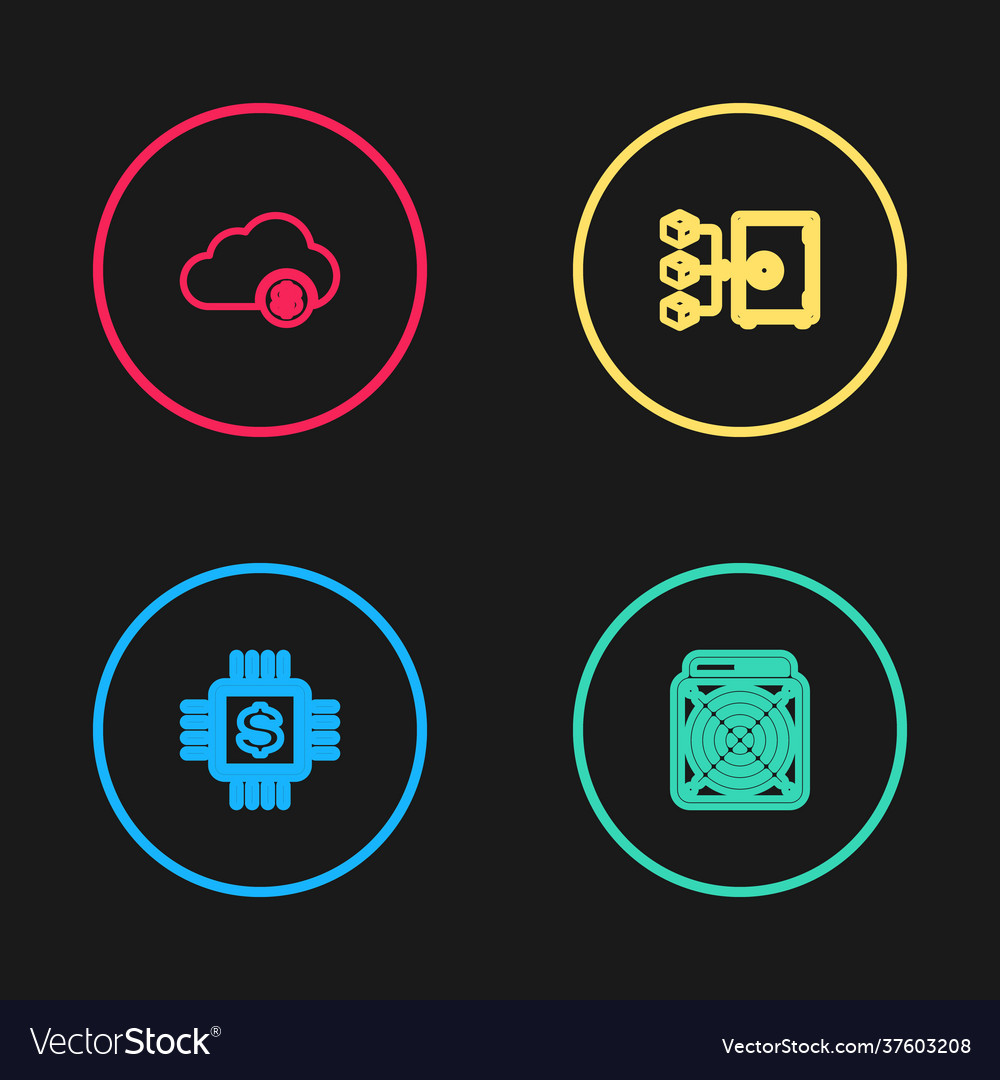 Set line processor chip with dollar asic miner Vector Image