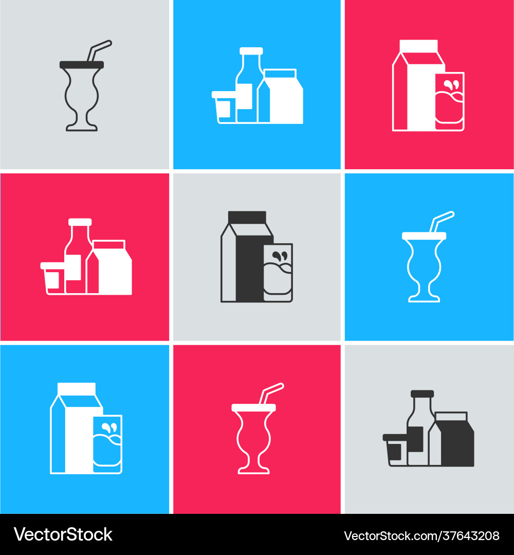 Set milkshake product and paper package for kefir Vector Image