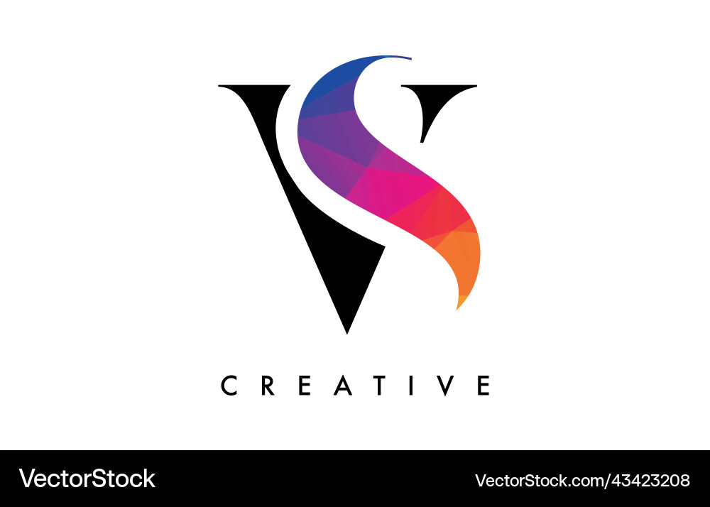 Vs letter design with creative cut and colorful Vector Image
