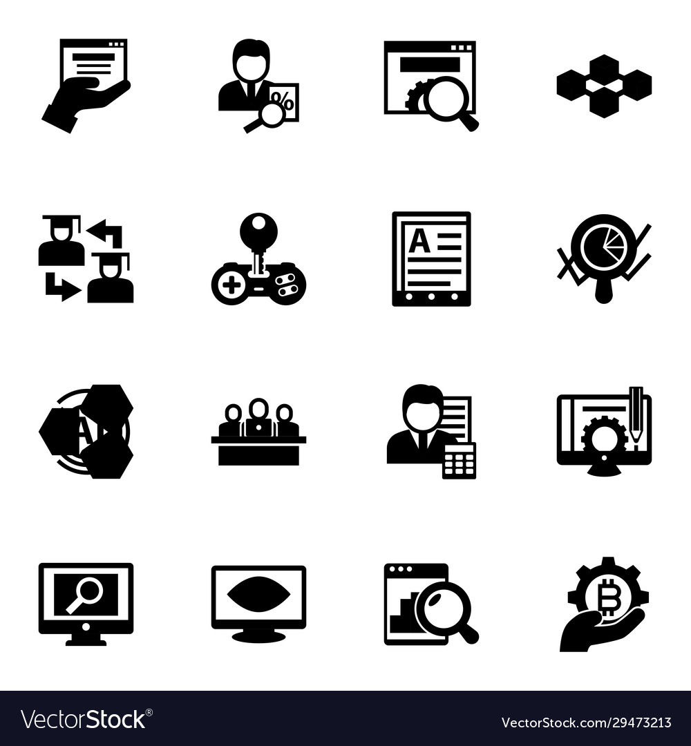 16 data filled icons set isolated on white Vector Image